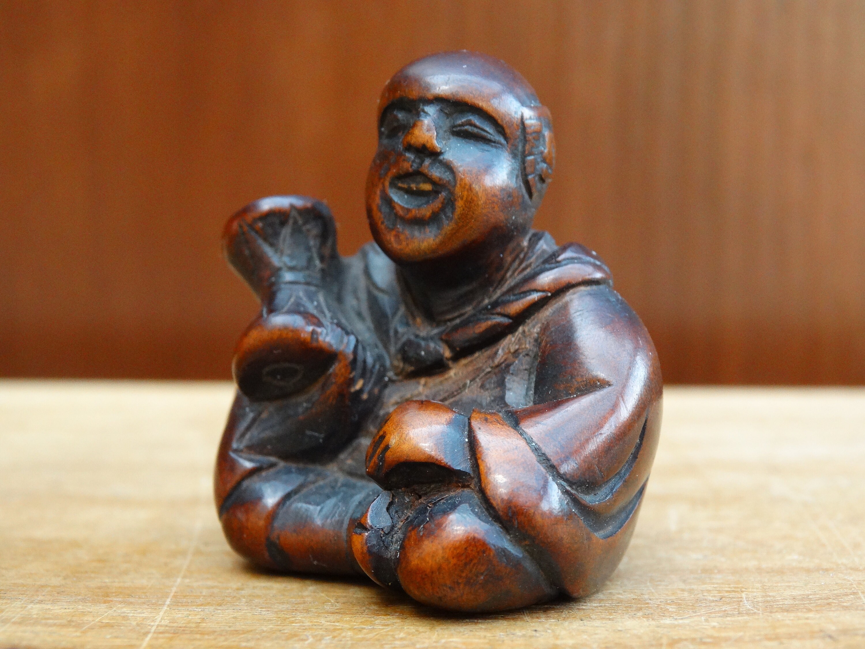 Antieke Japanse Houten Kotsuzumi Shōko Player Netsuke Japan - Etsy