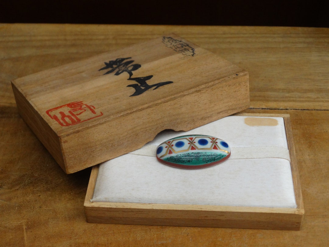 Vintage Japanese Porcelain Kutani Obidome Shoichi Takemura Obi Clasp ...