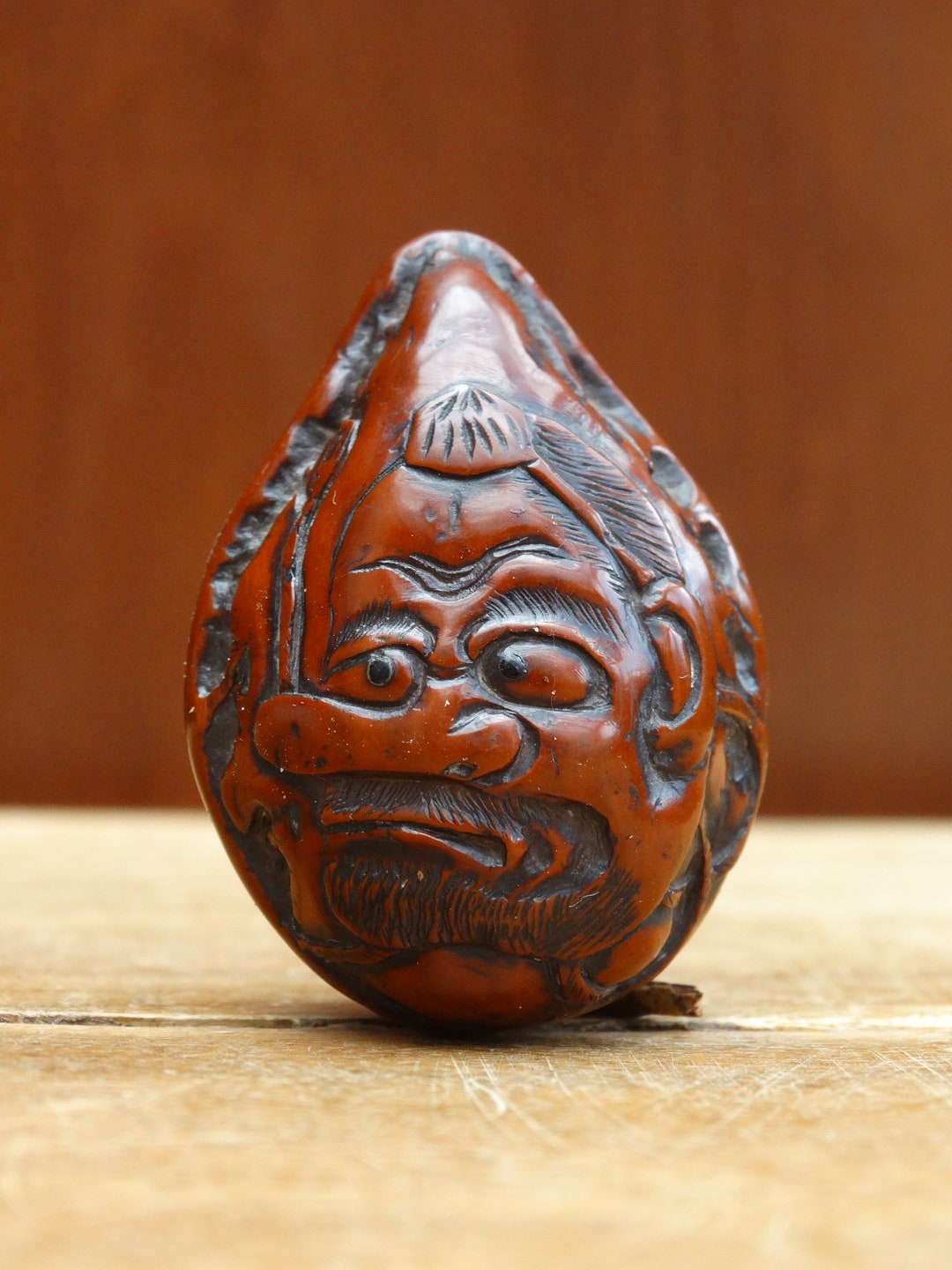 Antieke Japanse Kurumi Walnutt Tengu Netsuke Japan Antiek 19e - Etsy