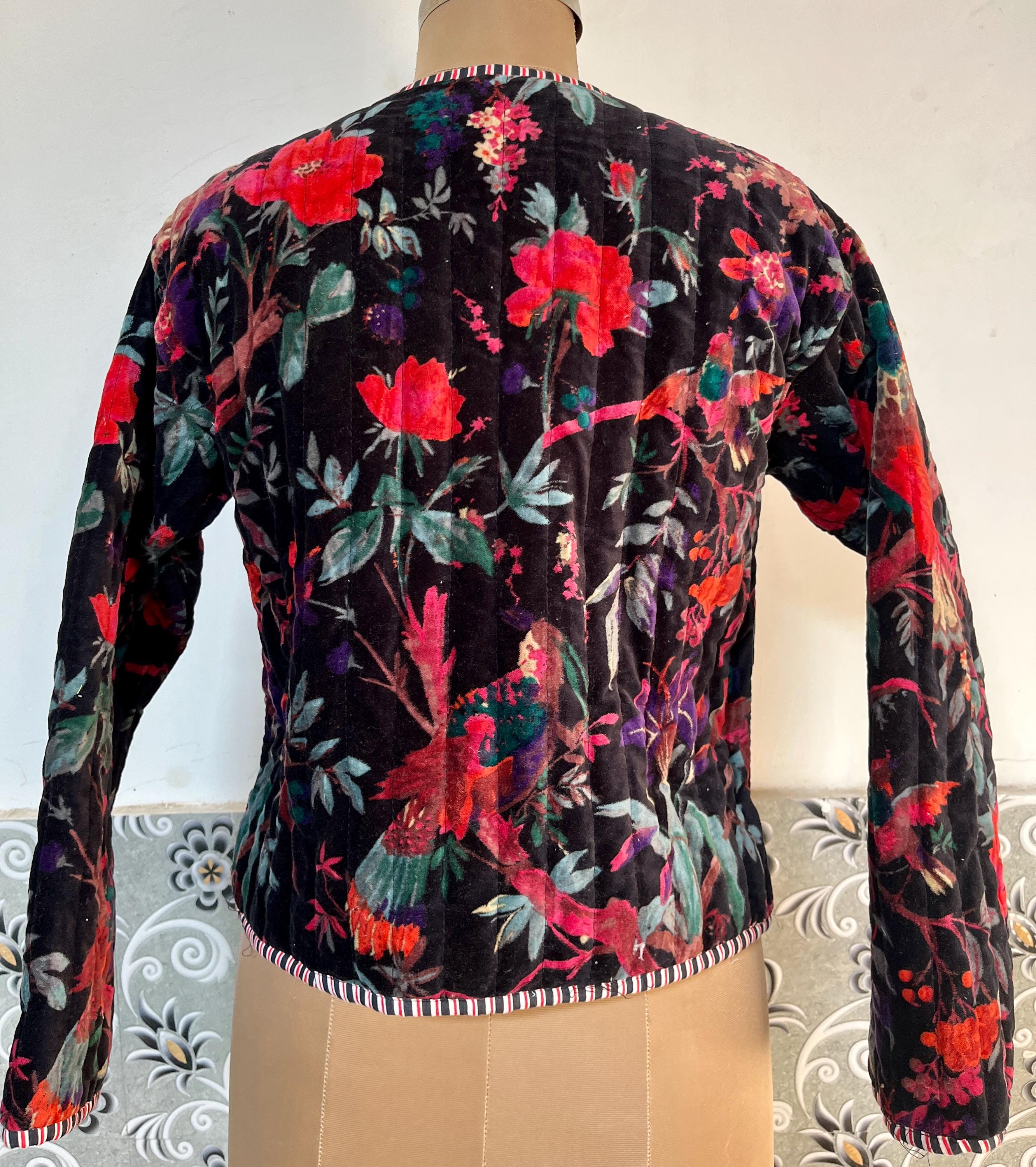 Handmade Indian Velvet Quilted Jacket: Reversible Boho Coat - Etsy