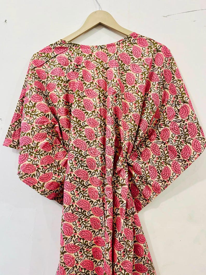 100% Cotton Indian Block Print Kaftan: Boho Floral Maxi Dress (yellow ...