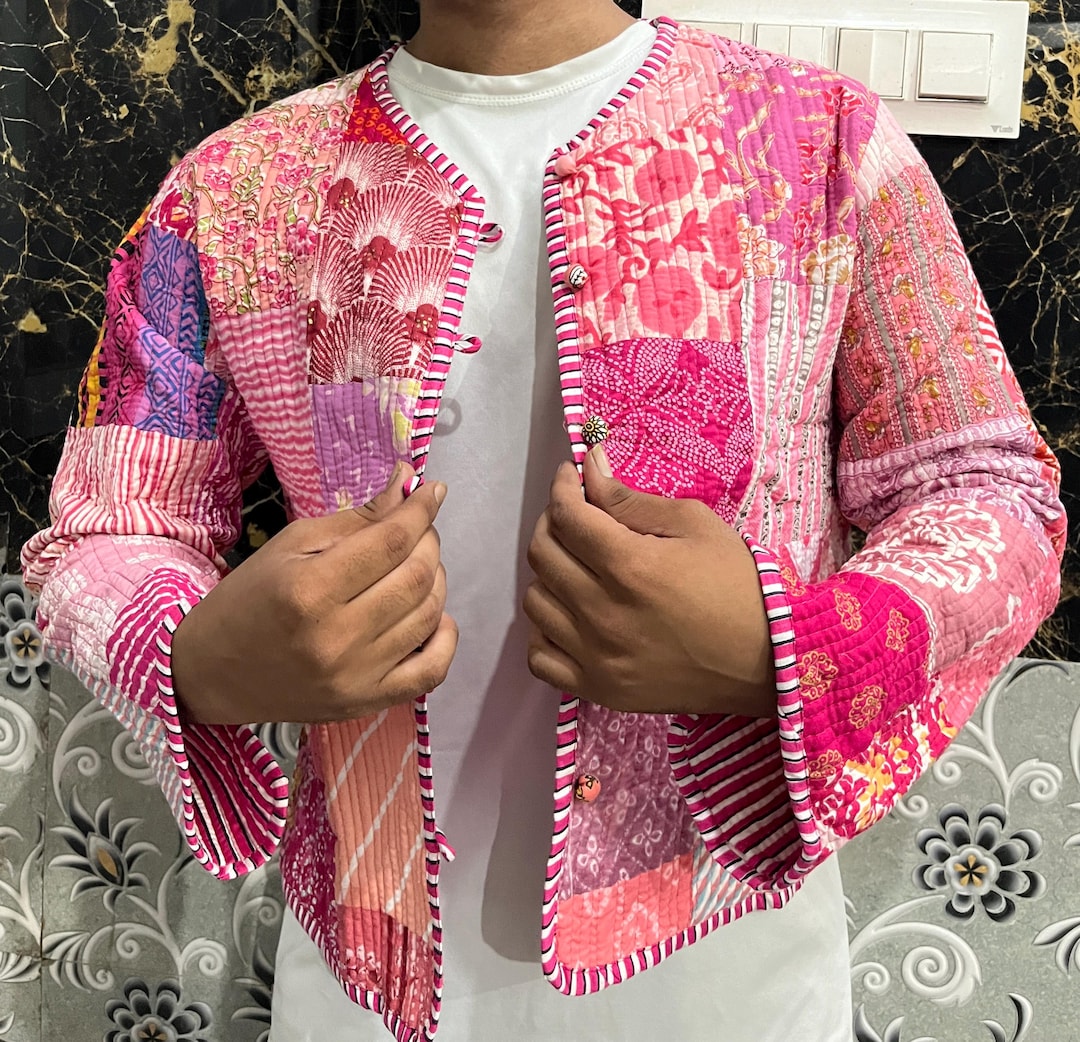 Indian Pink Patchwork Jackets New Handmade Patchwork Jackets, Coats ...