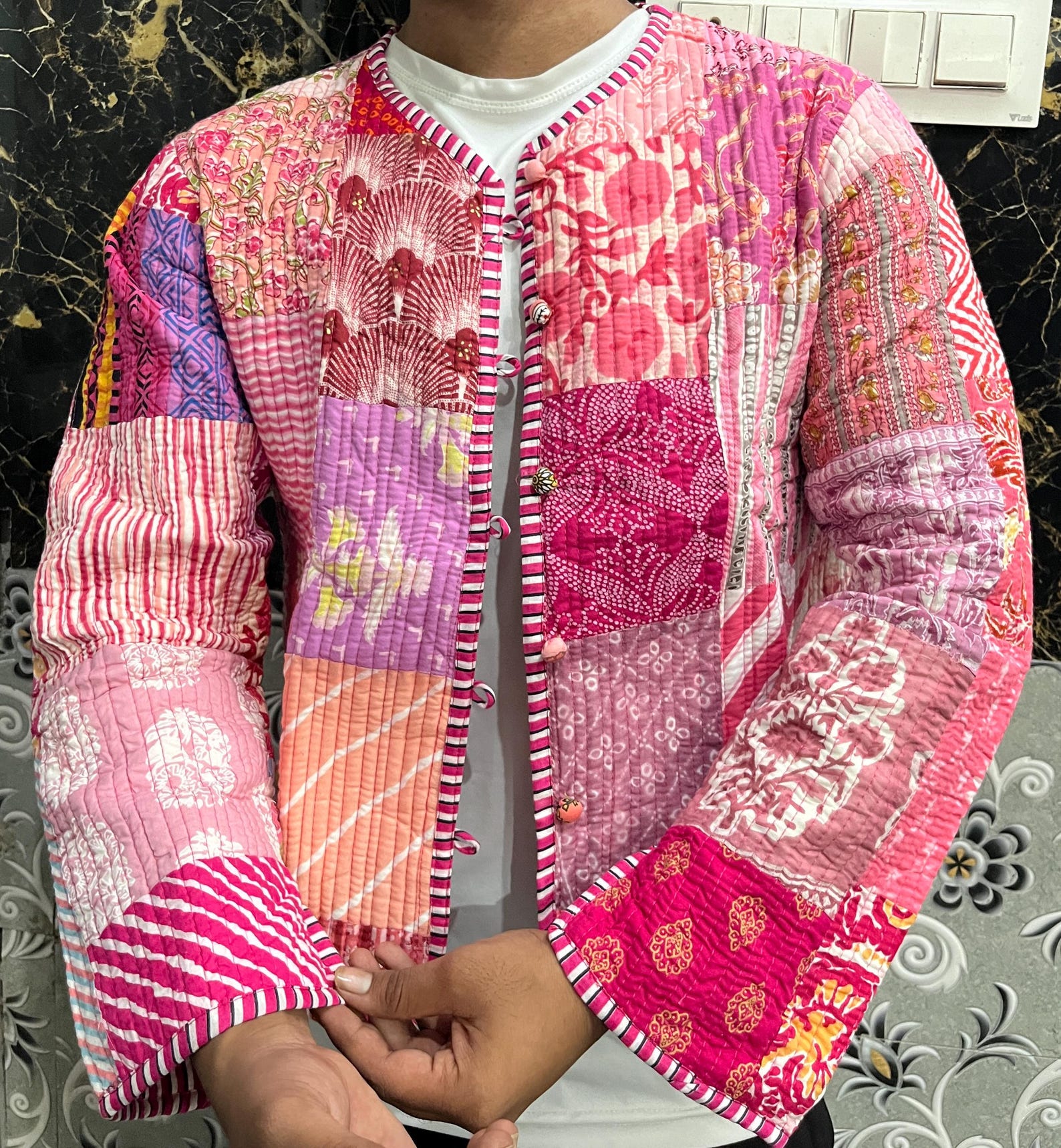 Indian Pink Patchwork Jackets New Handmade Patchwork Jackets, Coats ...