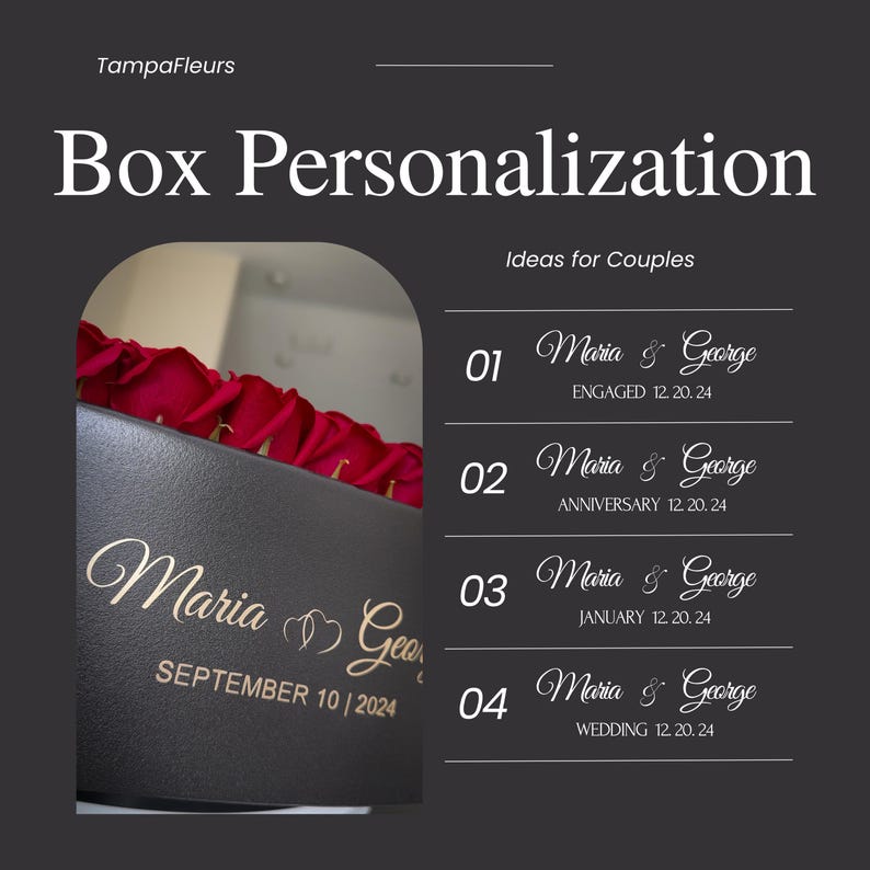 Ready-to-gift Personalized Rose Box, Anniversary Gift for Her, Custom ...