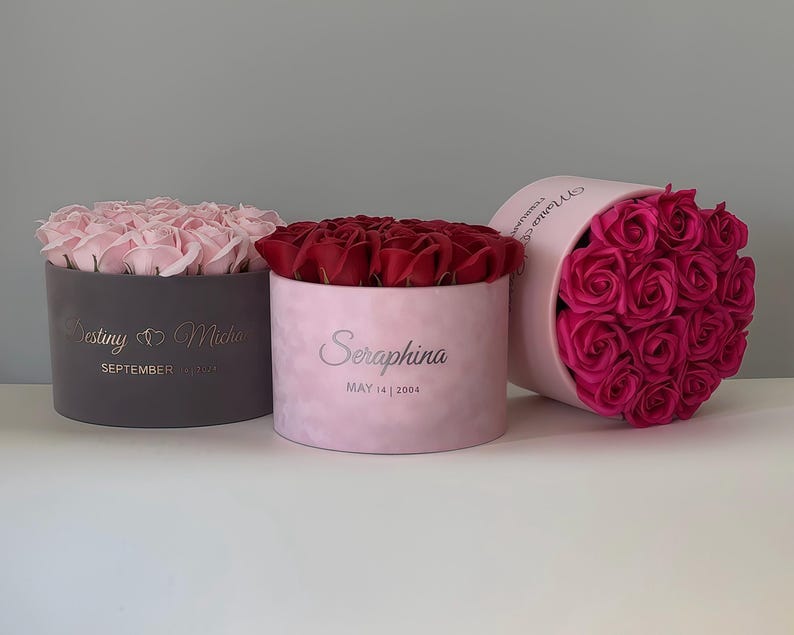 Ready-to-gift Personalized Rose Box, Anniversary Gift for Her, Custom ...
