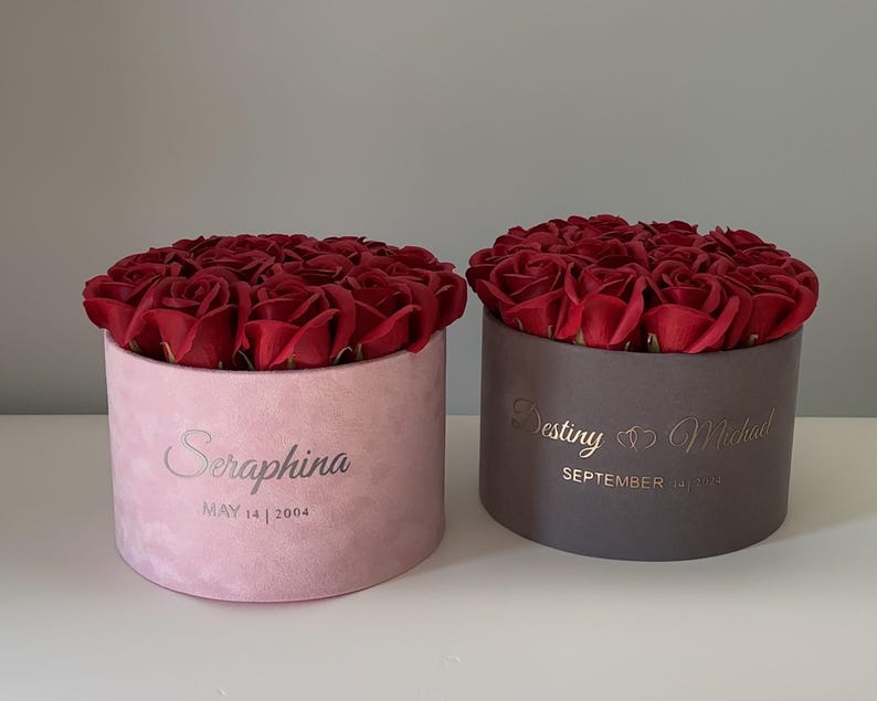 Ready-to-gift Personalized Rose Box, Anniversary Gift for Her, Custom ...