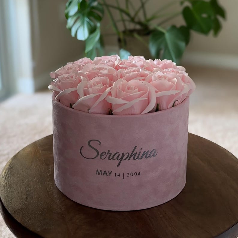 Ready-to-gift Personalized Rose Box, Anniversary Gift for Her, Custom ...