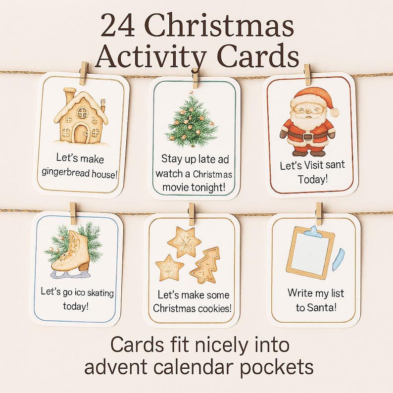 Advent Christmas Activity Cards – Pack of 24 Filler for DIY Advent ...