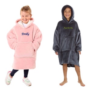 Personalised Kids Oversized Hoodie - Fleece Hoodie Blanket Fluffy ...