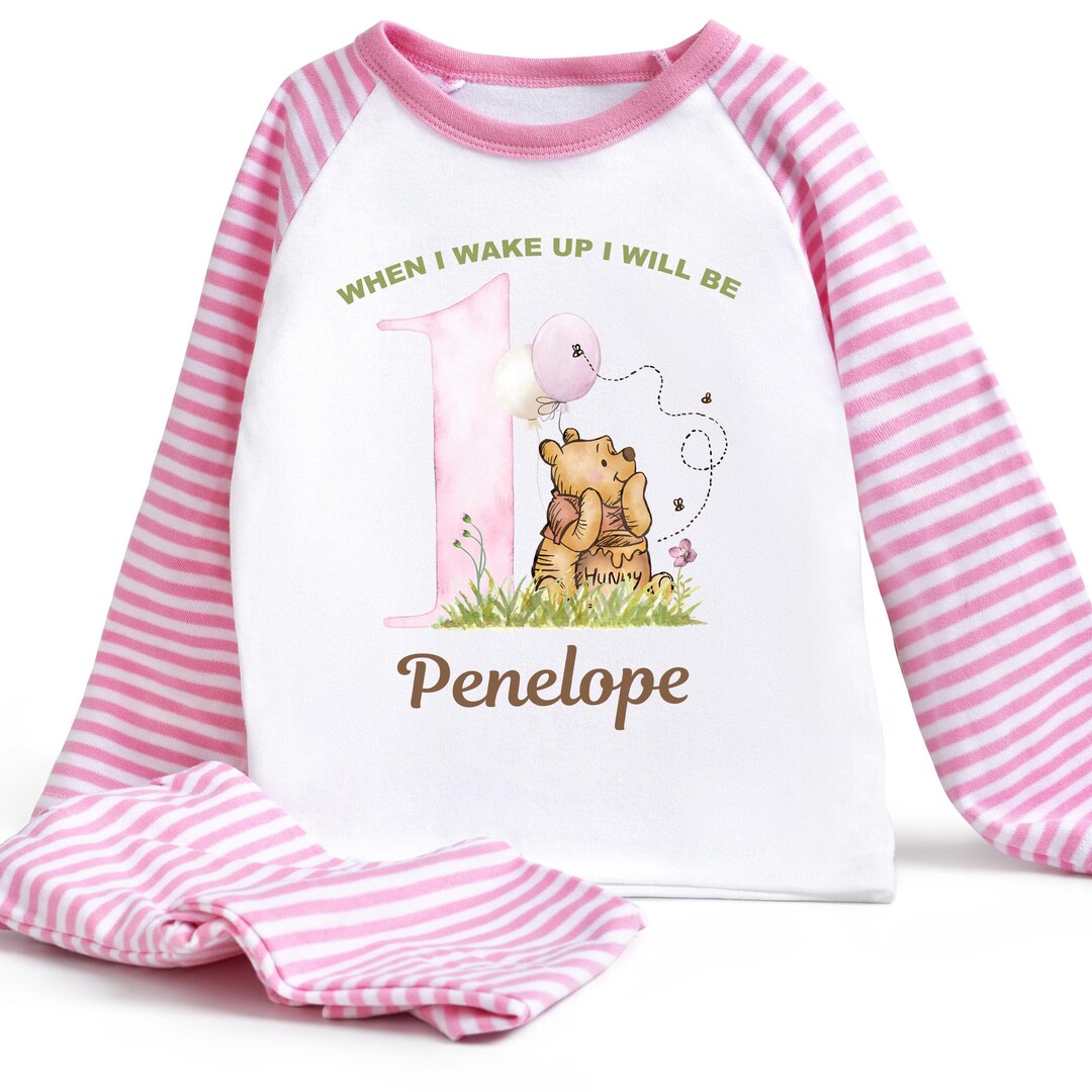 When I Wake up I Will Be One Two Three Birthday Pjs - Pink Honey Bear ...
