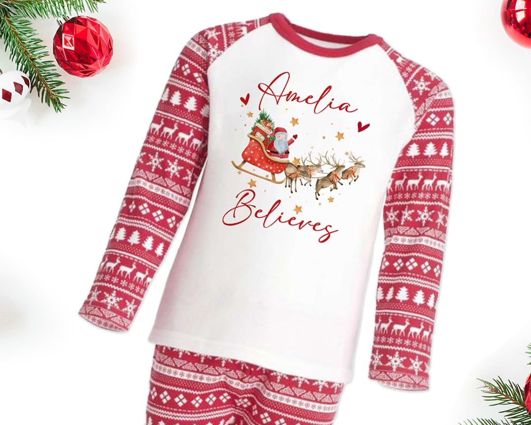 Personalised Christmas Pyjamas & Toddler Xmas Kids Babies Pjs With ...