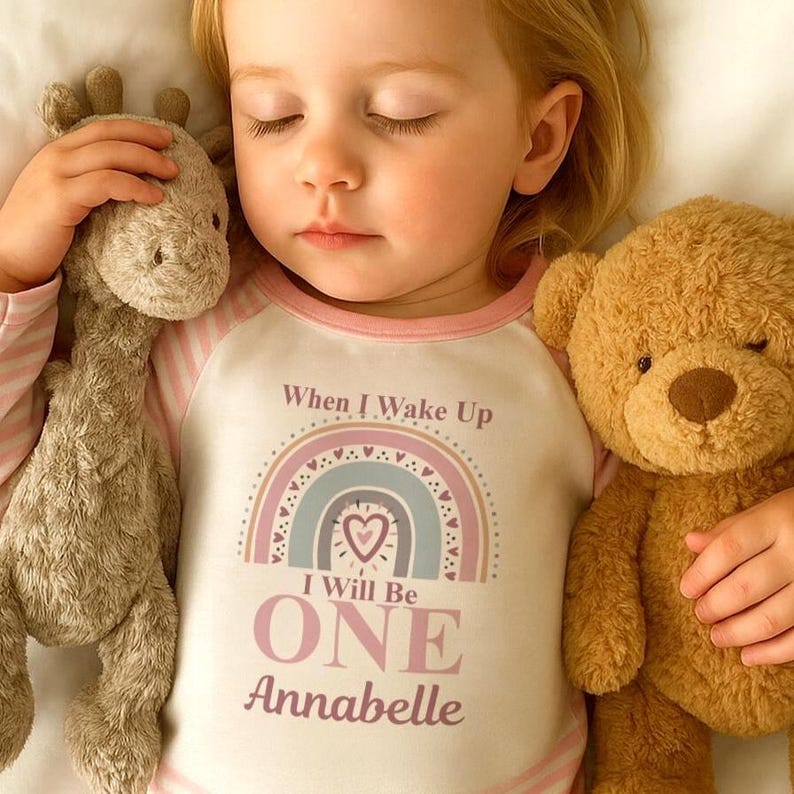 When I Wake up I Will Be 1 2 3 4 5 Birthday Pjs - Pink Rainbow for ...