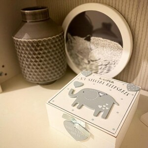 Personalised Engraved Baby Keepsake Box | Vintage Wooden Elephant ...