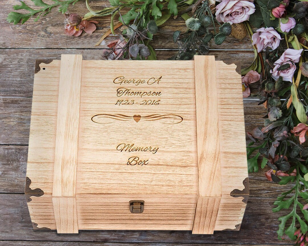 Personalised Engraved Bereavement Memory Chest Wooden Keepsake Box ...