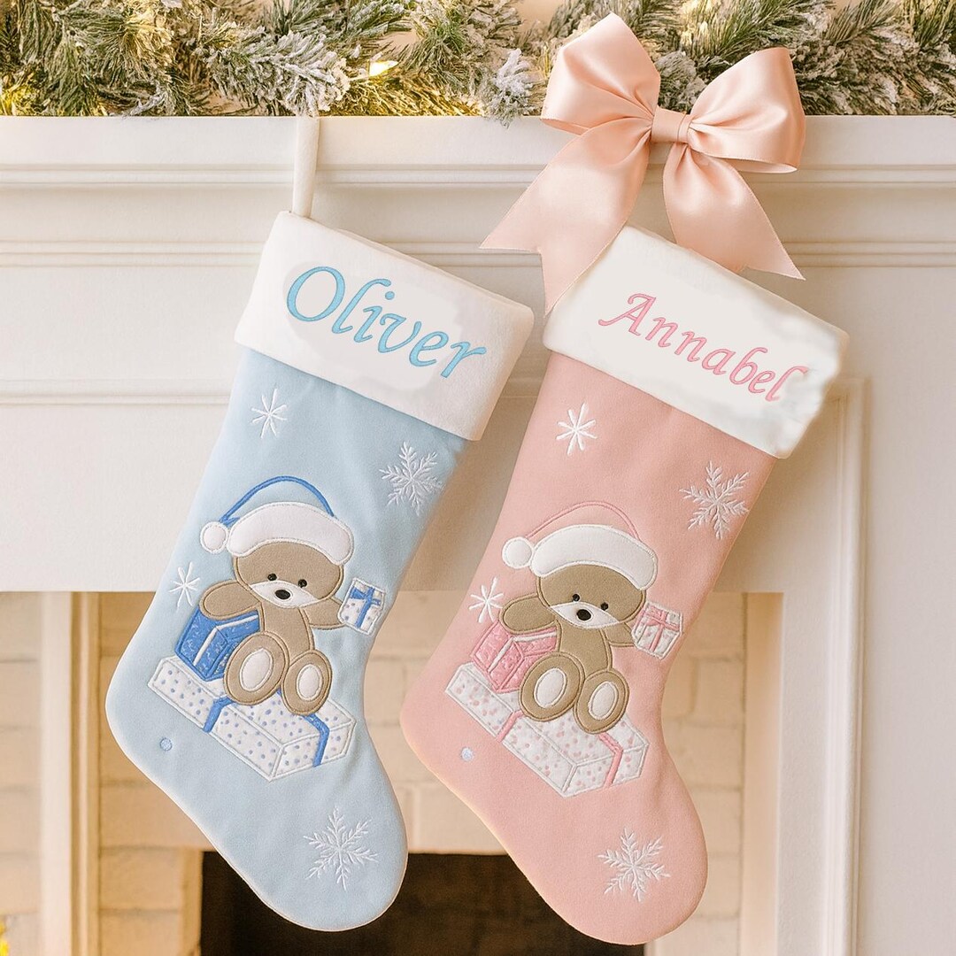 Personalised Embroidered Baby Christmas Stocking Stocking for Babies ...