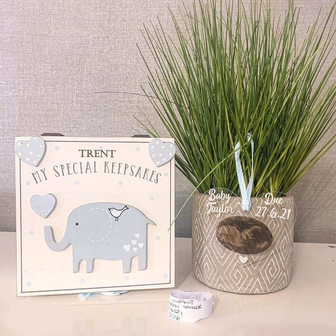 Personalised Engraved Baby Keepsake Box Vintage Wooden Elephant ...