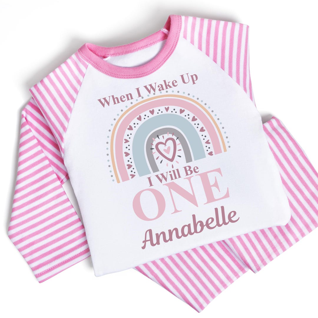 When I Wake up I Will Be 1 2 3 4 5 Birthday Pjs - Pink Rainbow for ...
