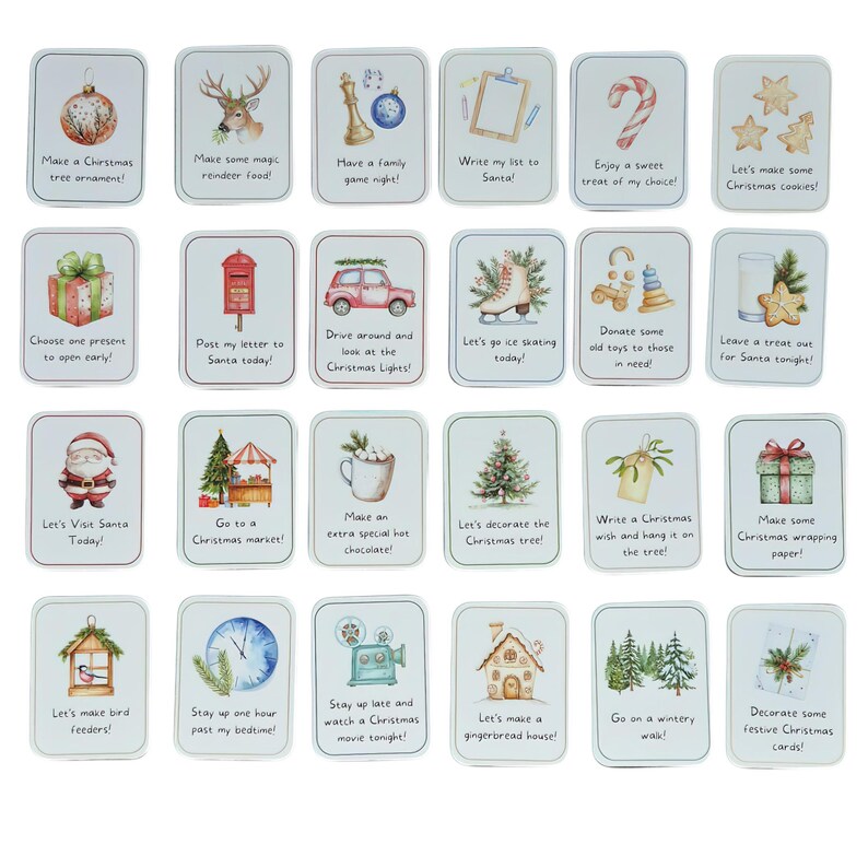 Advent Christmas Activity Cards – Pack of 24 Filler for DIY Advent ...