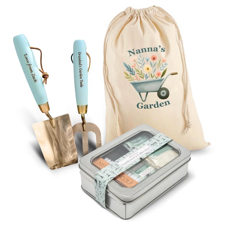 Garden Gift Set - Engraved Garden Tools, Gardening Wash Tin ...