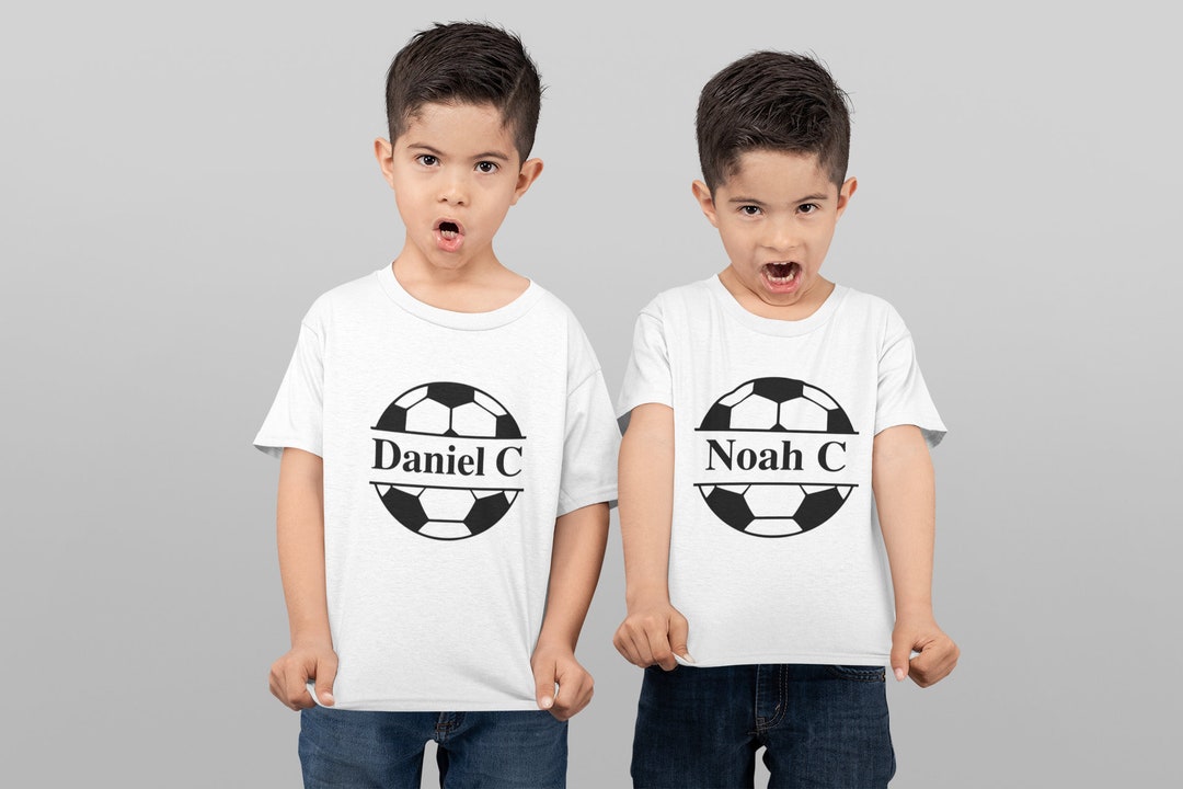 Personalised Football Kids T-shirt, Kids Custom Name Top, Twin Boys ...