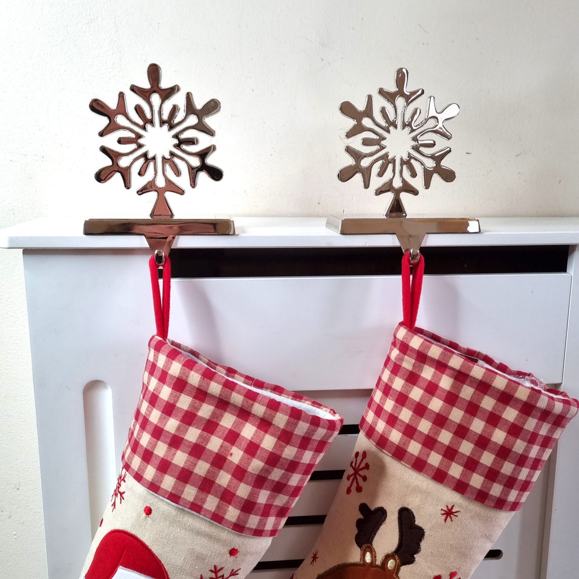 Silver Stocking Holder Snowflake Stocking Hangers Christmas - Etsy UK
