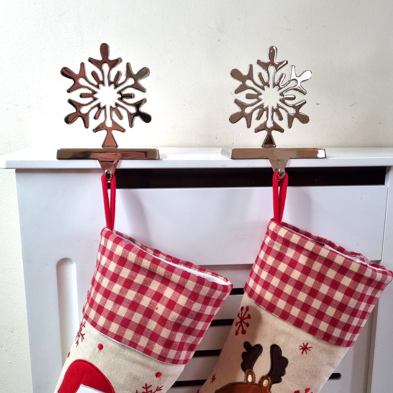 Silver Stocking Holder Snowflake Stocking Hangers Christmas - Etsy UK