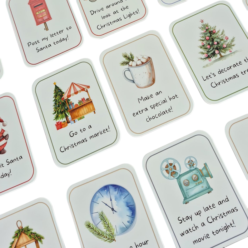 Advent Christmas Activity Cards – Pack of 24 Filler for DIY Advent ...
