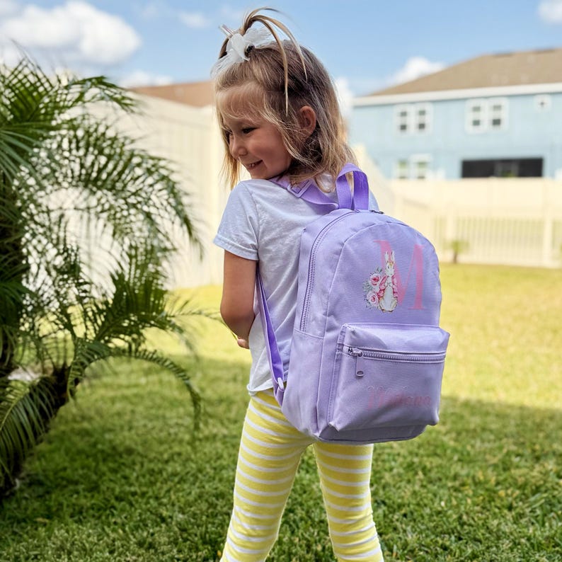 Personalised Backpack Baby Toddler Lilac Pink Rabbit Rucksack Girls 35 ...