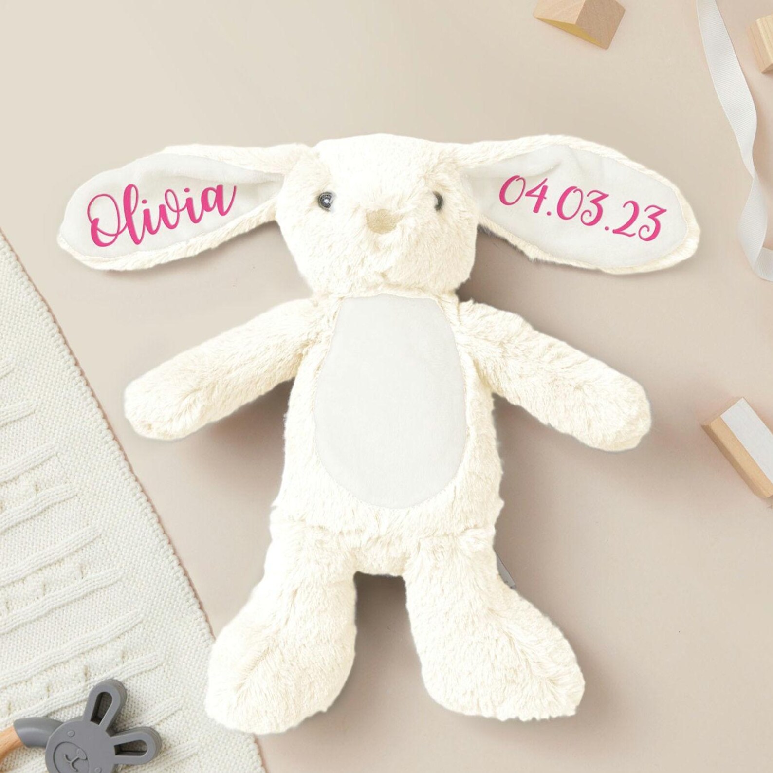 Personalised Bunny Teddy Bear for Babies Newborn New Baby Gift Easter ...