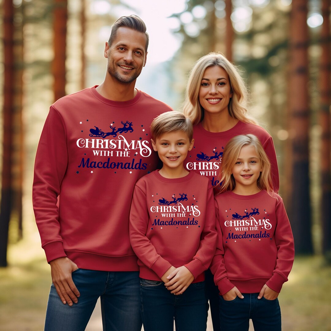 Personalised Red Family Matching Christmas Jumper - Santa Christmas ...