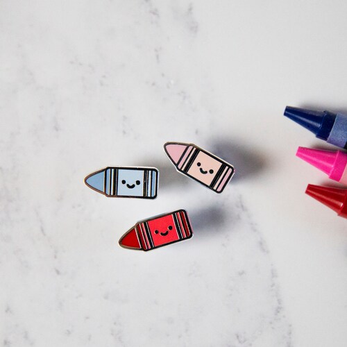 Cute Mini Crayon Enamel Pin Set. 3 Crayon Enamel Pin Set. | Etsy