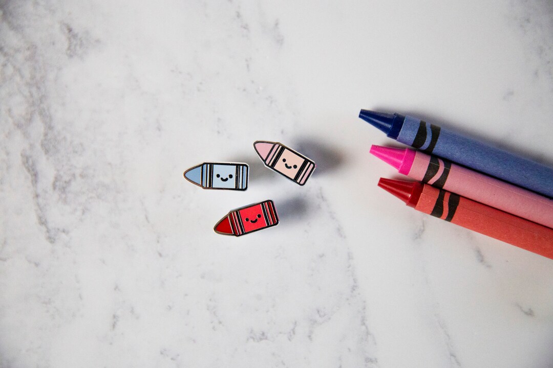 Cute Mini Crayon Enamel Pin Set. 3 Crayon Enamel Pin Set. Artist Crayon ...