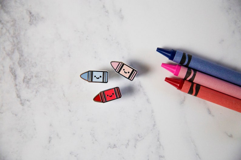 Cute Mini Crayon Enamel Pin Set. 3 Crayon Enamel Pin Set. | Etsy