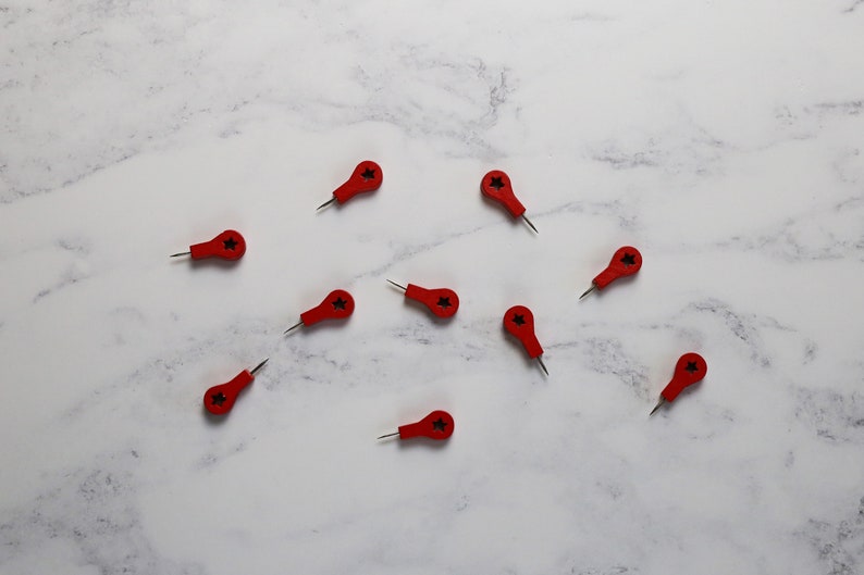 Star Map Marker Wooden Push Pins. Red Map Push Pins / Markers. | Etsy