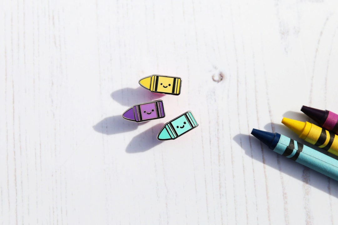 Cute Mini Crayon Enamel Pin Set. 3 Crayon Enamel Pin Set. Artist Crayon ...