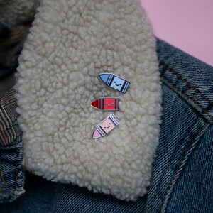 Cute Mini Crayon Enamel Pin Set. 3 Crayon Enamel Pin Set. Artist Crayon ...