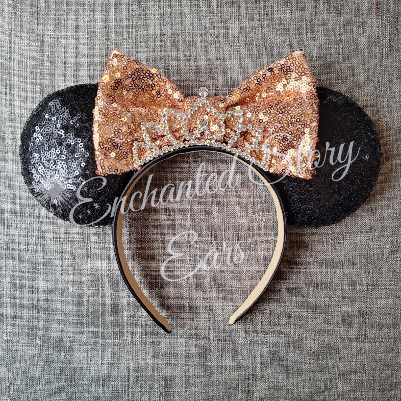 Princess Tiara Ears Tiara & Color Choice with Sequins Bow | Etsy