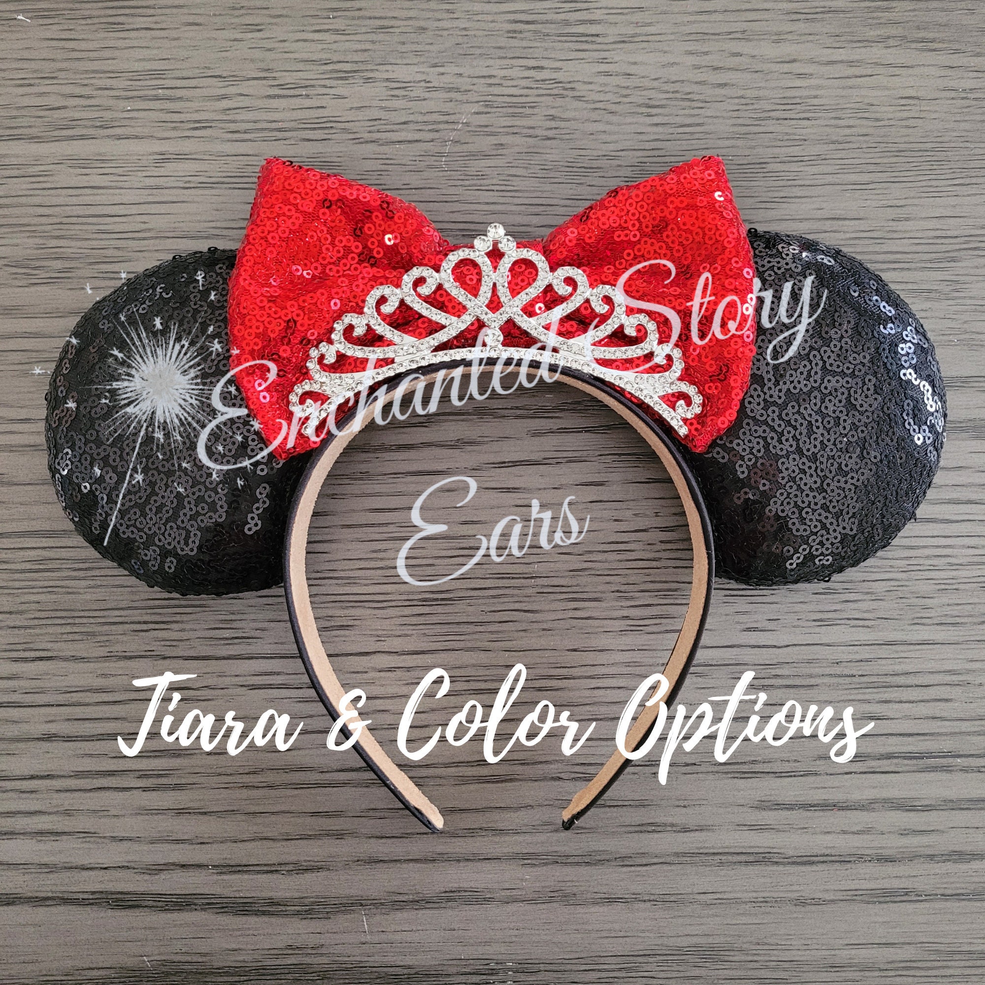 Princess Tiara Ears Tiara & Color Choice With Sequins Bow | Etsy