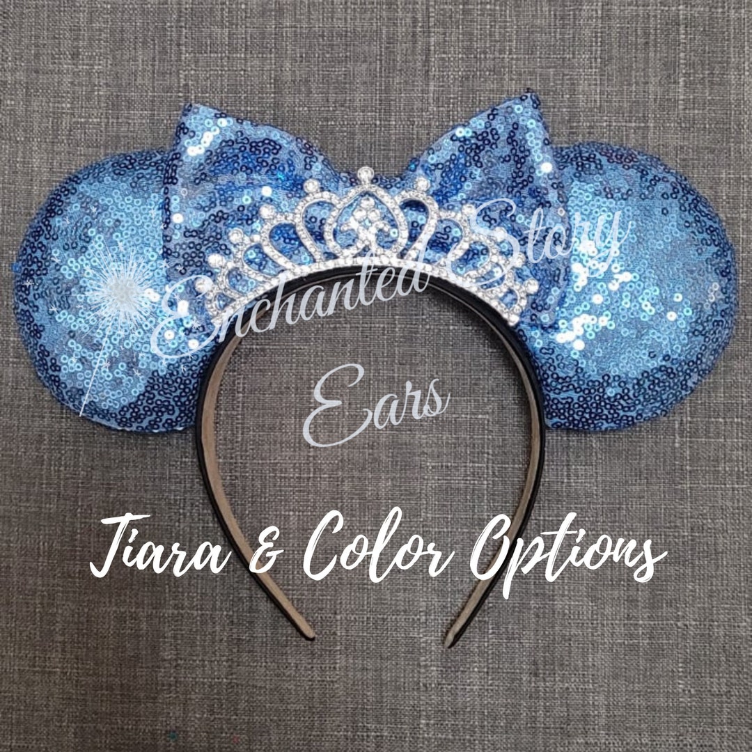 Princess Tiara Ears, Tiara & Color Choice With Sequins Bow, Minnie ...