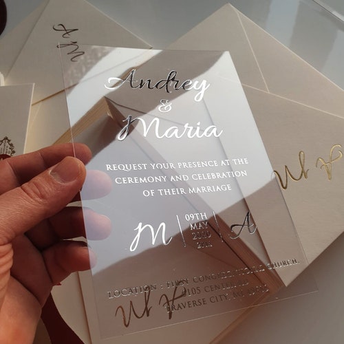 Transparent Wedding Invitation Clear Invitation Acrylic - Etsy