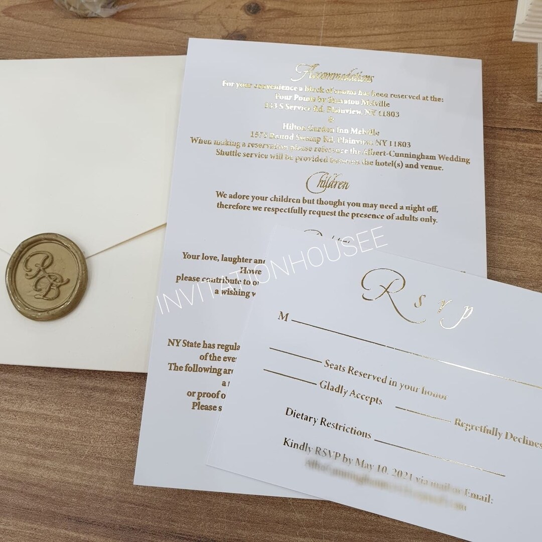 Envelope and Stamp Included, Clear Invitation, Transparent Invitations ...