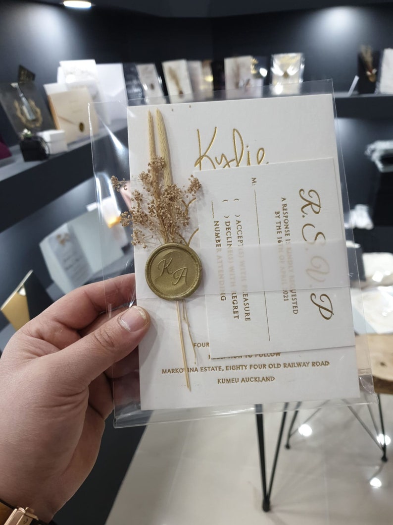 Full Set, Fast Shipping, Letterpress Wedding Invitation - Magnolia ...