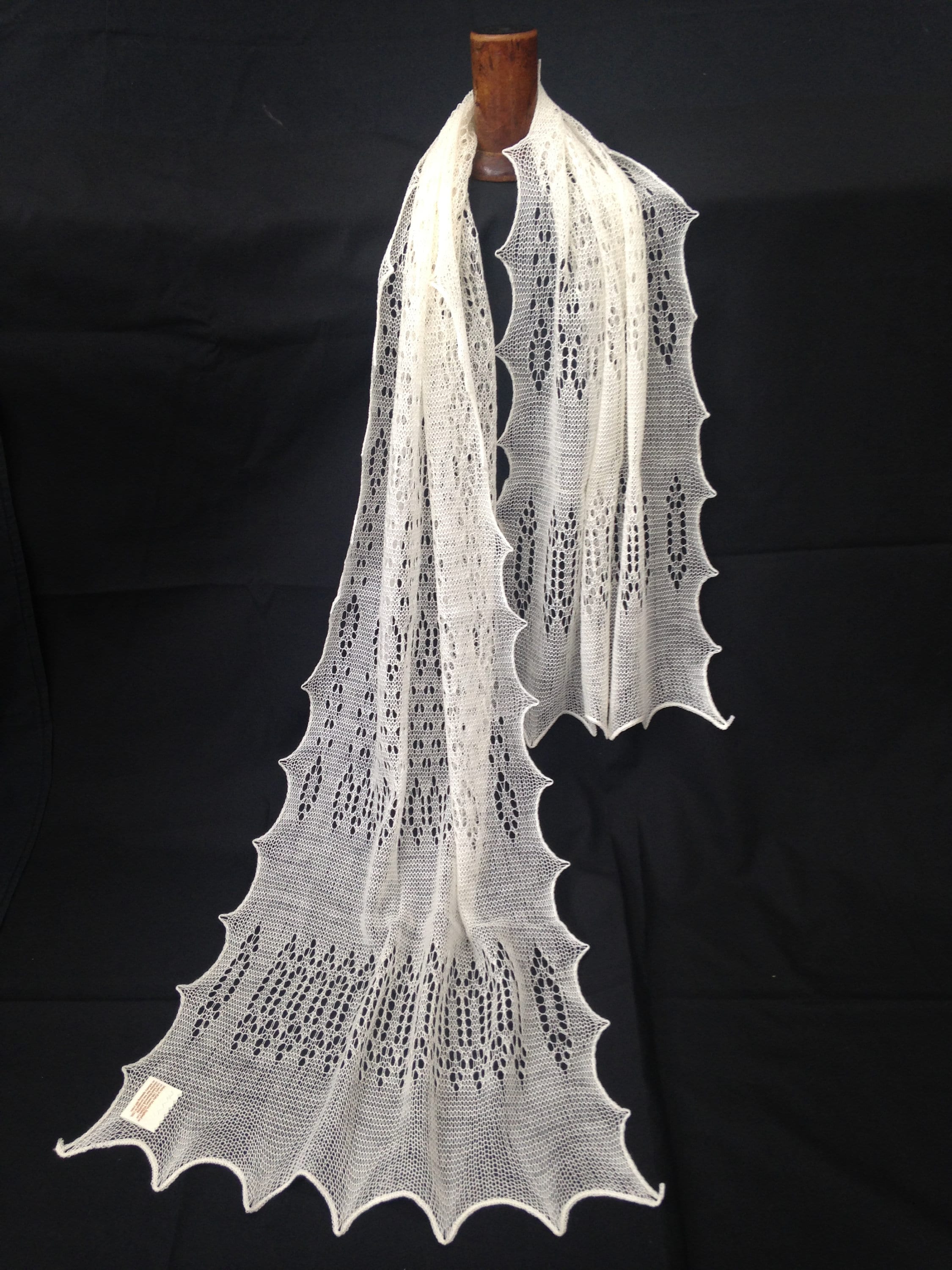 Beautiful 56" Long Framework Knitted Lacy Scarf in Superfine Merino ...