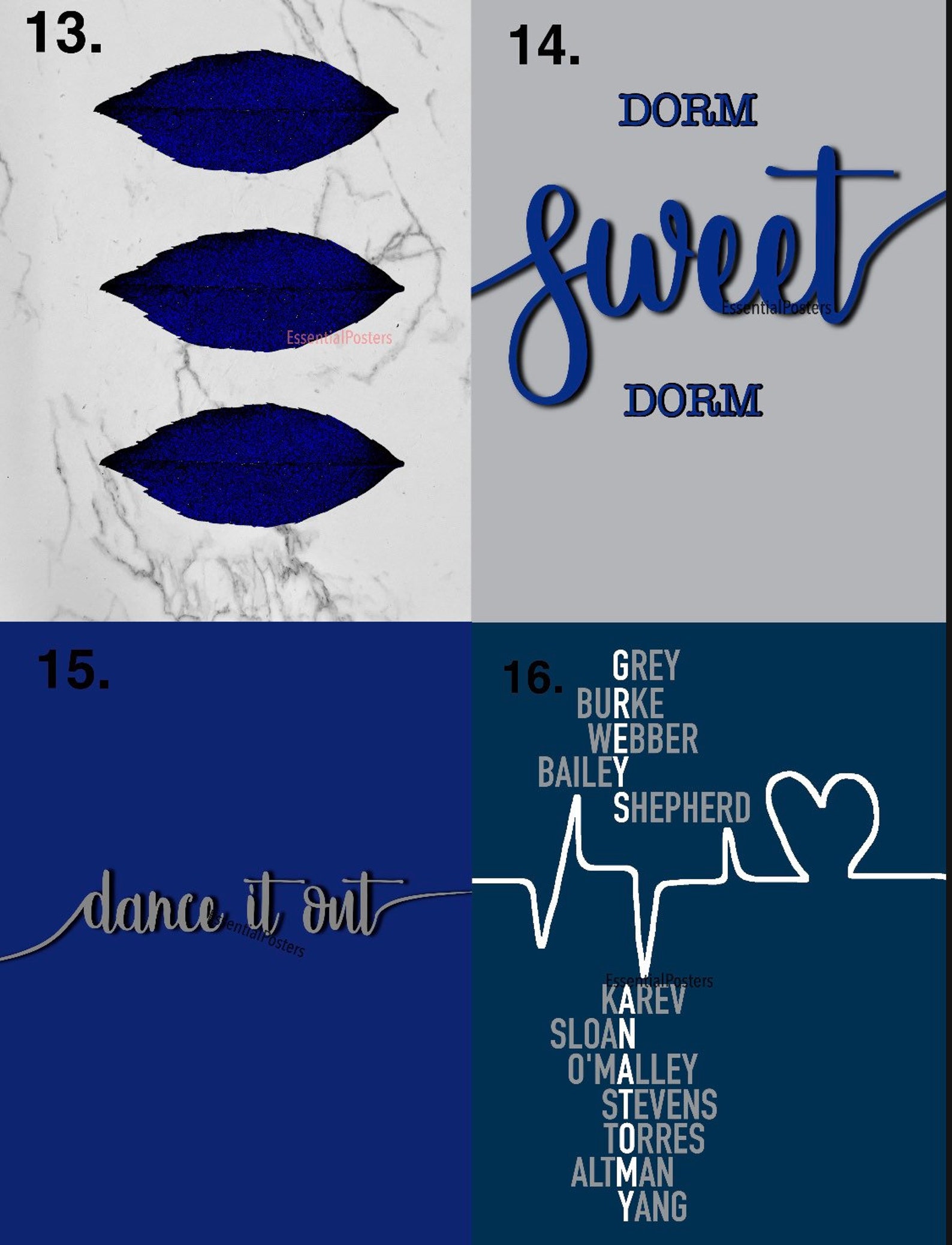 Pack of 21 Navy Blue Dorm Poster Pack - Etsy