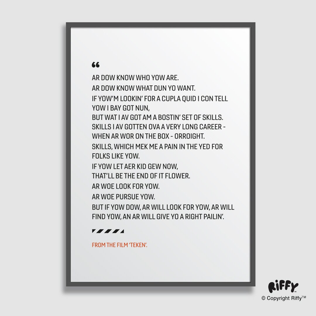 Black Country Dialect Taken Movie / Black Country Poster / - Etsy