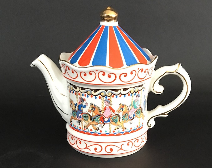 Tea for Two With a Twist: Vibrant Vintage Sadler Carousel Teapot - Etsy