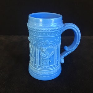 Antique Greentown Blue Slag Glass Serenade Pattern Stein/mug - Etsy