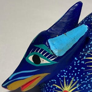 Oaxacan Alebrije Wood Carving Folk Art Blue Armadillo Signed by the ...