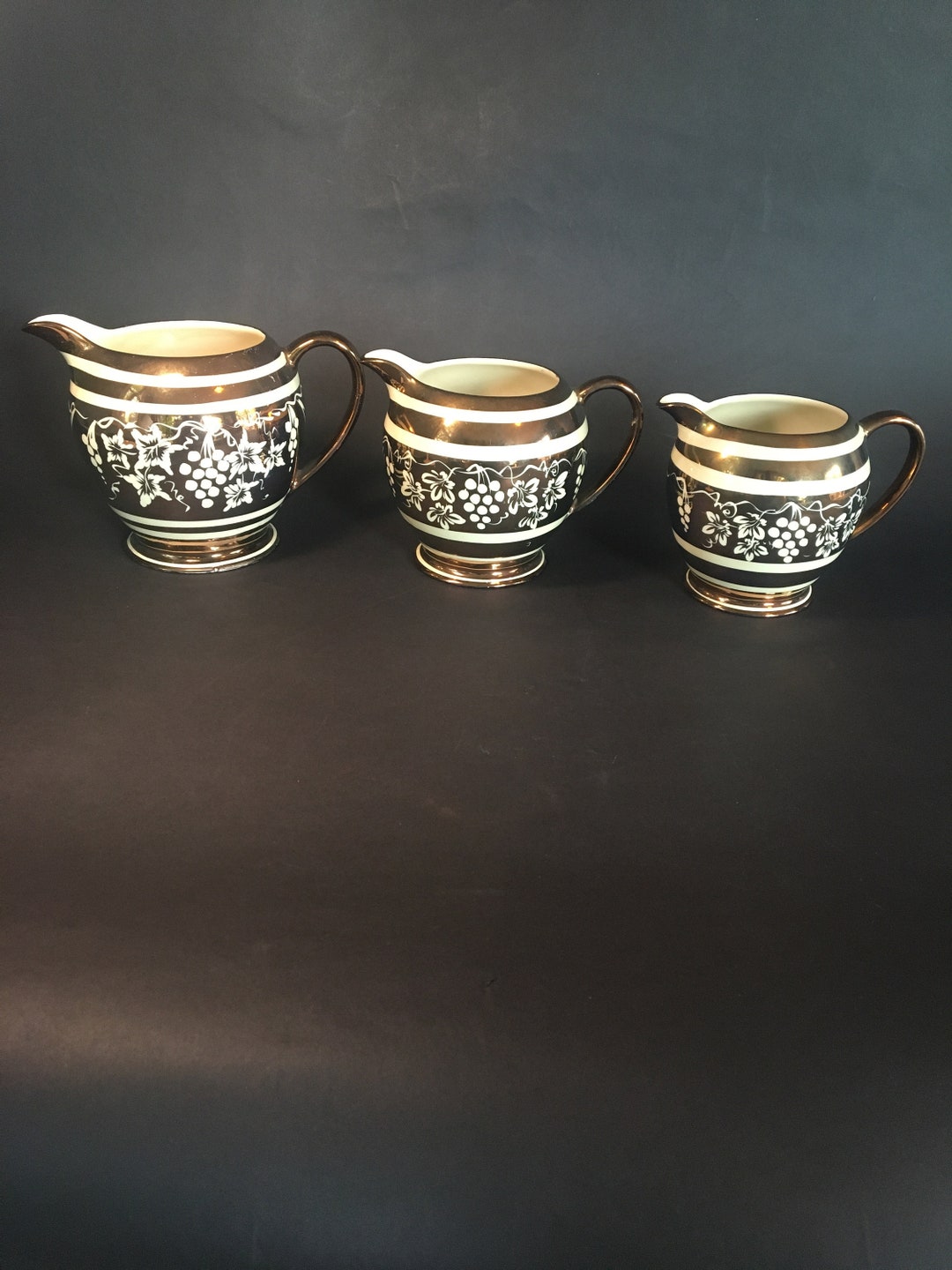 Rare Set of 3 Mid-century Sadler Gold Lusterware Milk Pitchers - Etsy