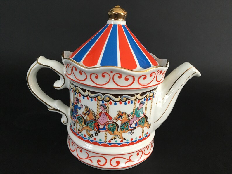 Tea for Two With a Twist: Vibrant Vintage Sadler Carousel Teapot - Etsy